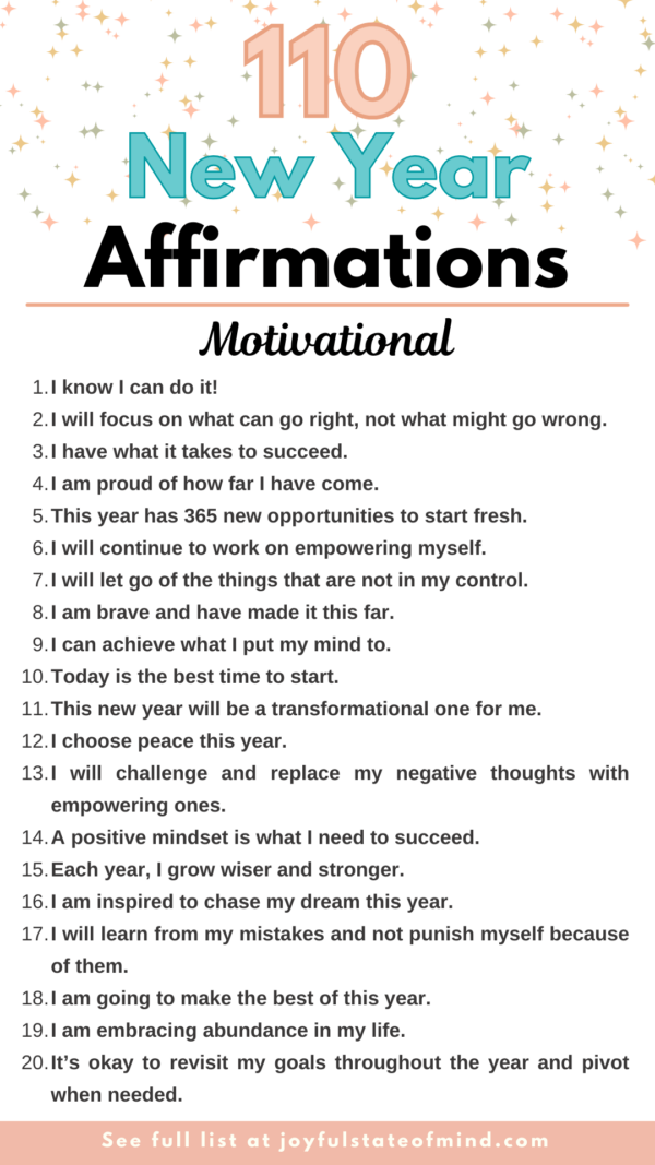 110 Uplifting New Year Affirmations for Positive Change - Joyful State ...