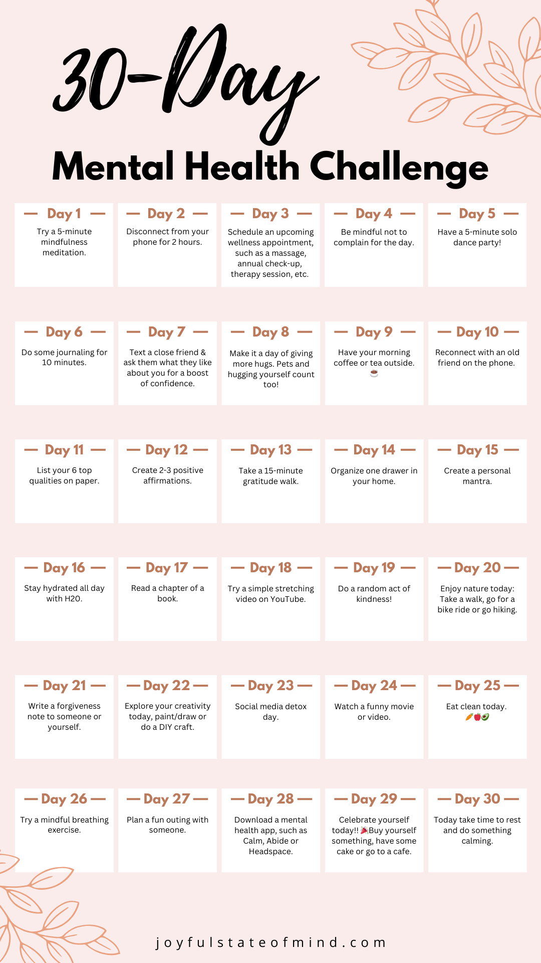 Feel Better: 30-Day Mental Health Challenge (+ Free Printables ...