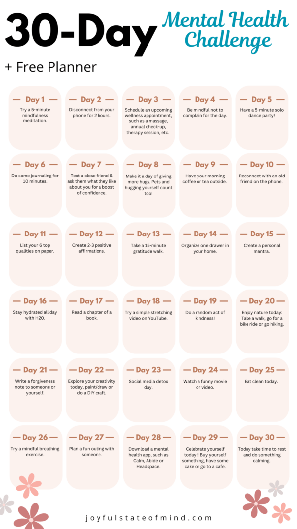 Feel Better: 30-Day Mental Health Challenge (+ Free Printables ...