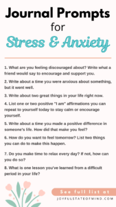 Reduce Anxiety: 24 Journaling Prompts for Stress-Relief - Joyful State ...