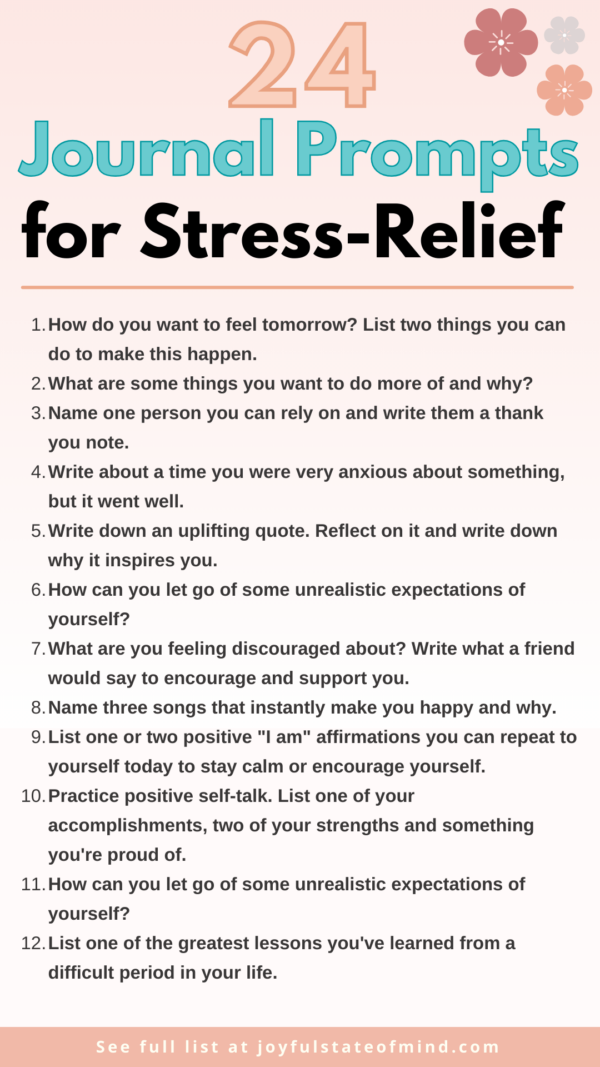 Reduce Anxiety: 24 Journaling Prompts for Stress-Relief - Joyful State ...