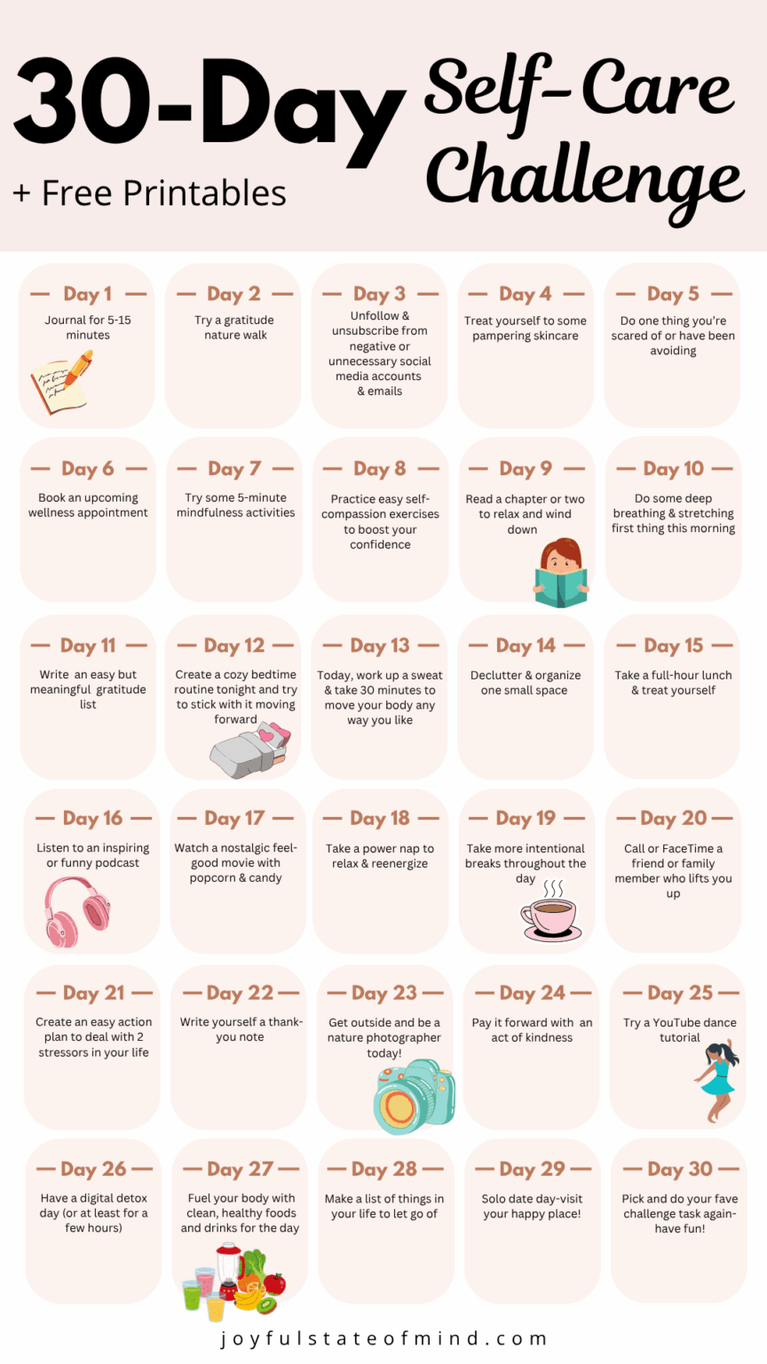 30-Day Self-Care Challenge for a Happier You (+Free Printables ...
