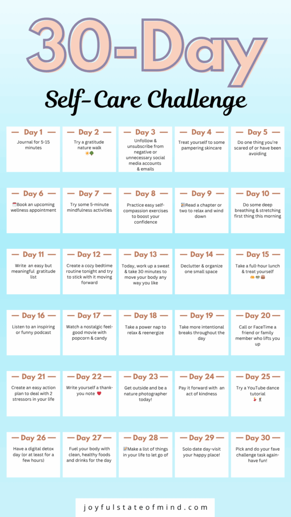 30-Day Self-Care Challenge for a Happier You (+Free Printables ...
